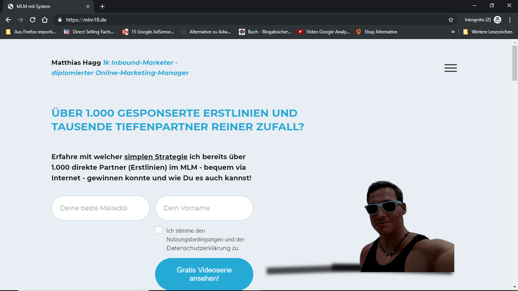 mlm18.de Startseiten Landingpage | MLM Marketing Erfahrungen